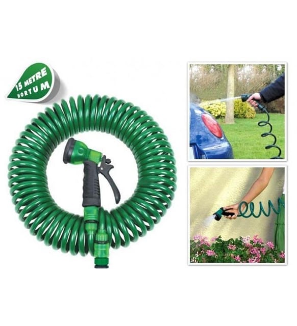 Spiralli Hortum Bahçe Sulama Seti 15mt - garden irrigation system