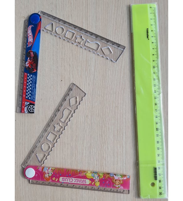 Cetvel set 3 lü Cetveli Renkli, Winx Club Katlanır Geometrik Şekilli ...