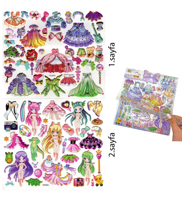 Sticker Kabartmalı Çantalı İki Sayfalı Giydirme Sticker Seti (ZYB-09 ...