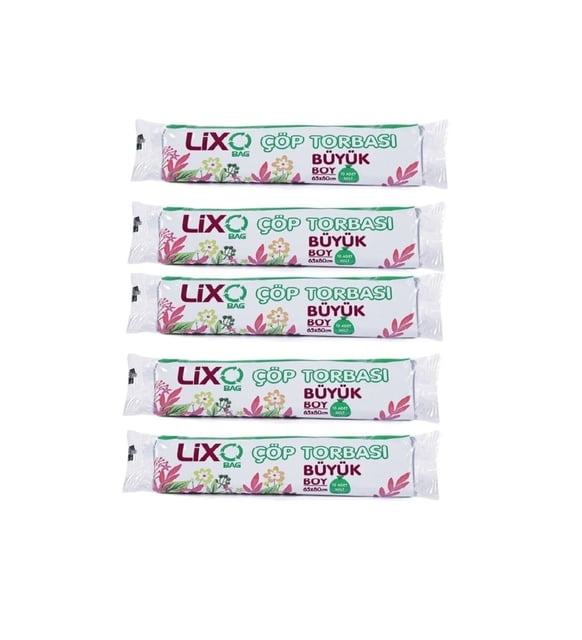 Büyük Boy Çöp Torbası 65 x 80 cm 10 Lu Rulo x 5 Paket = 50 Adet (Mavi)