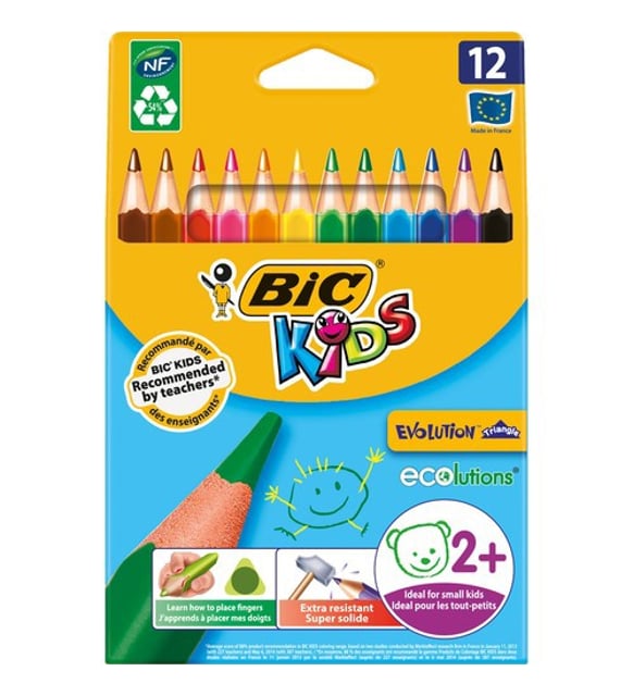 Bic Kids 12 Renk Jumbo Boy Üçgen Evolution Kuru Boya