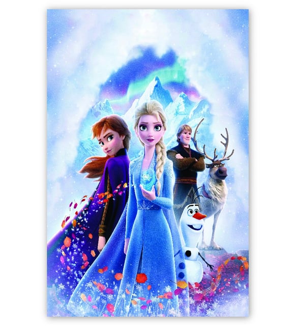 Ahşap Tablo Frozen 2 Queen Elsa Anna Olaf ve Kristoff