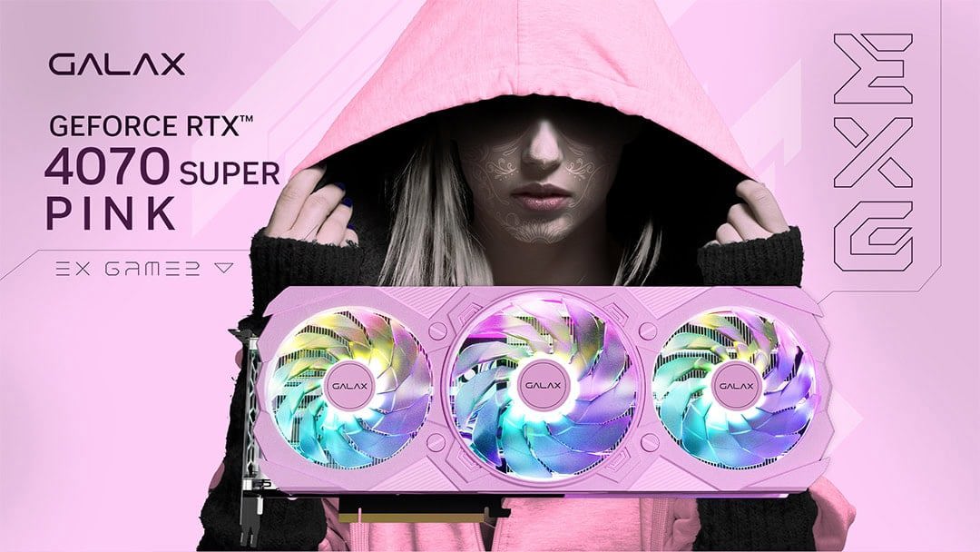 GALAX GeForce RTX 4070 SUPER EX Gamer Pink 1-Click OC 12GB GDDR6X 192 ...